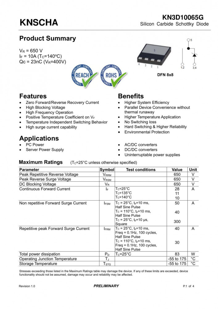 KN3D10065G datasheet page 1