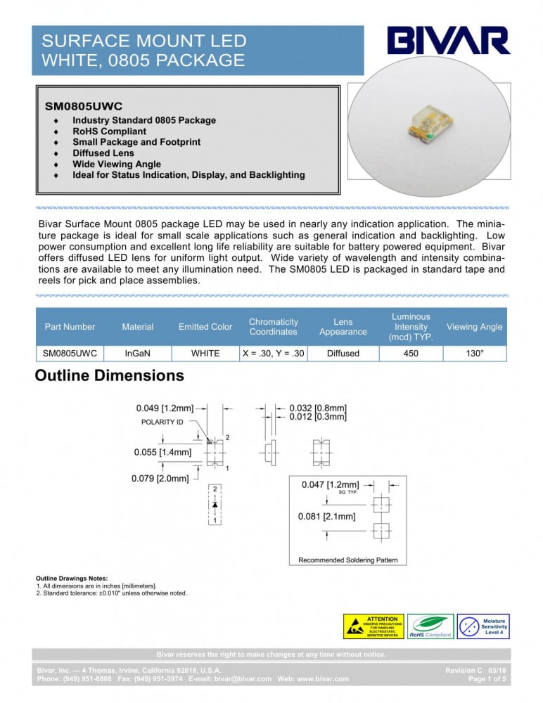 SM0805UWC datasheet page 1