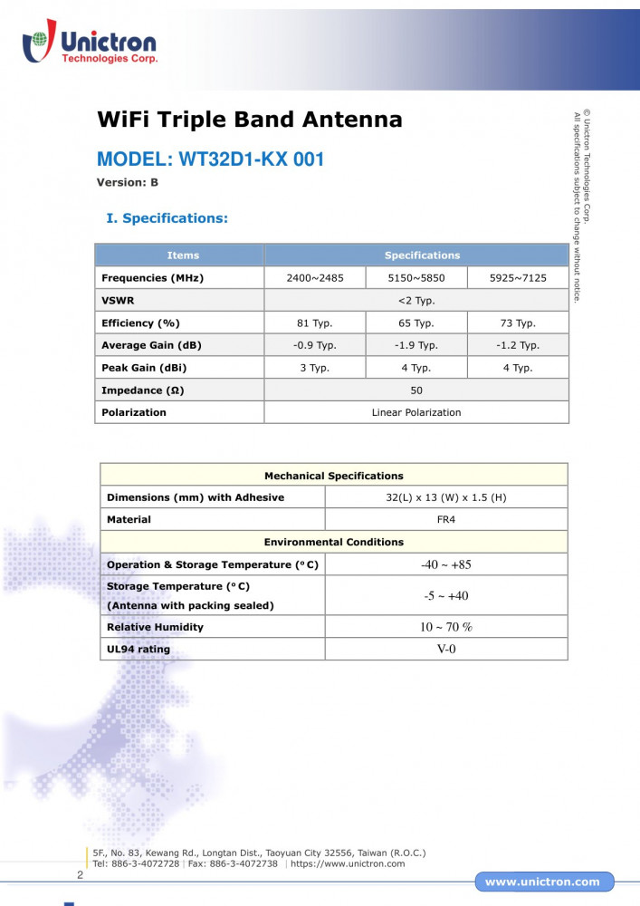 WT32D1-KX 001 datasheet page 2