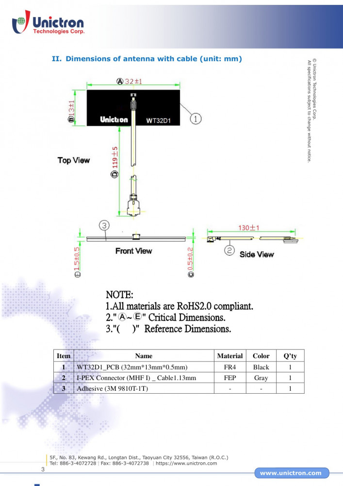 WT32D1-KX 001 datasheet page 3