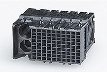 Impact 100 Ohm 4 Pair Right-Angle Daughtercard Receptacle, Left Guided, 10 Columns, 120 Circuits, Plated Through Hole Dimension 0.46mm, Lead-Free