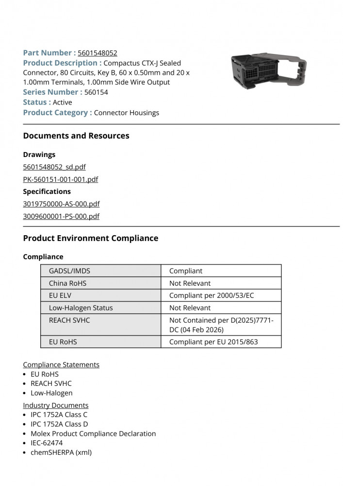 MOLEX 5601548052 technical document image 1