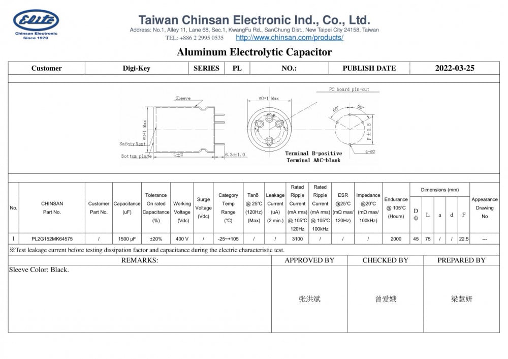 Chinsan PL series datasheet page 2