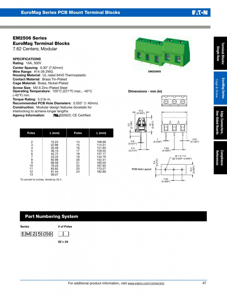 EATON EM2506 Series technical document page