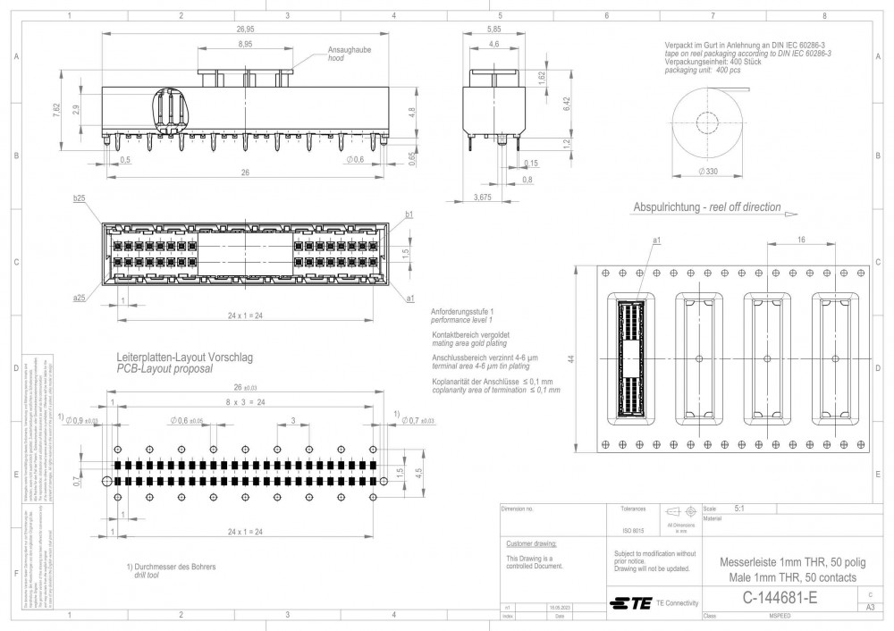 TE Connectivity 144681-E technical drawing preview