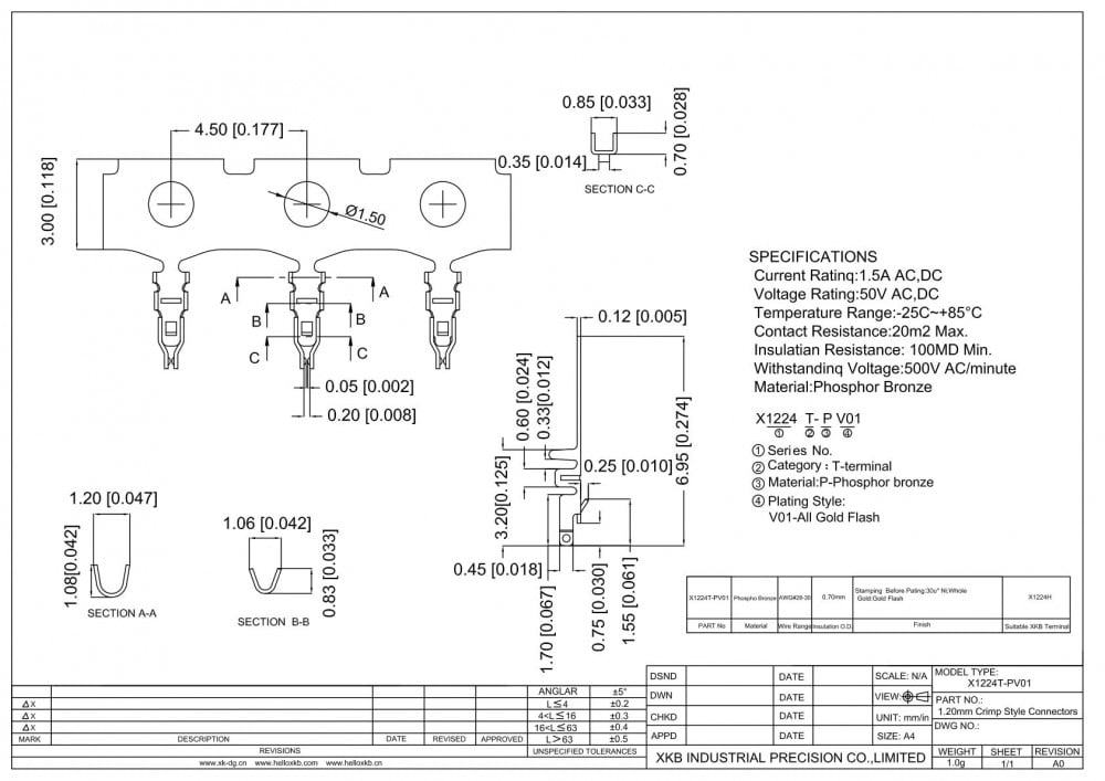 X1224T-PV01 technical drawing