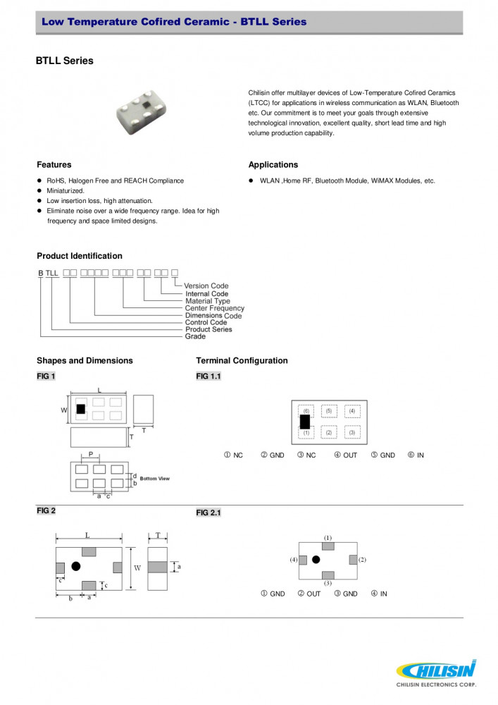 Chilisin BTLL Series datasheet page 1