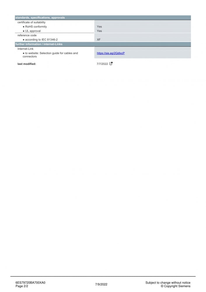 SIEMENS 6ES79720BA700XA0 datasheet page 2