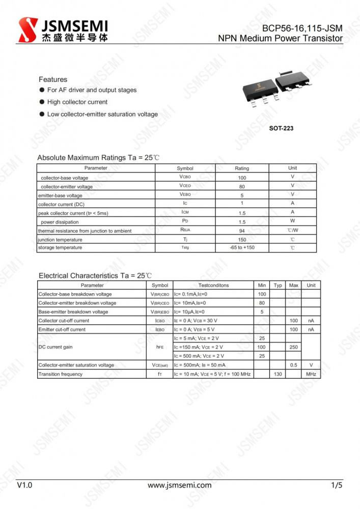BCP56-16,115-JSM datasheet page 1