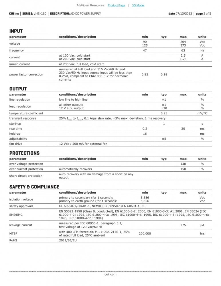 CUI VMS-160-15 datasheet page 2