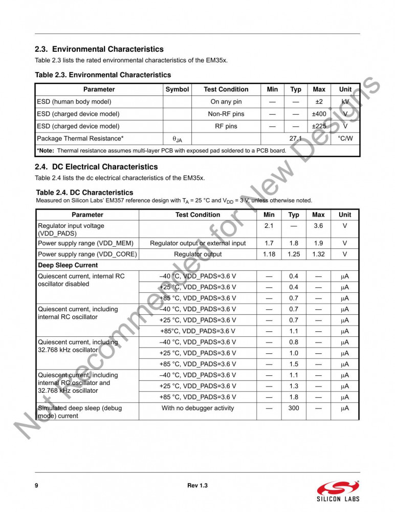 EM357 datasheet page 9