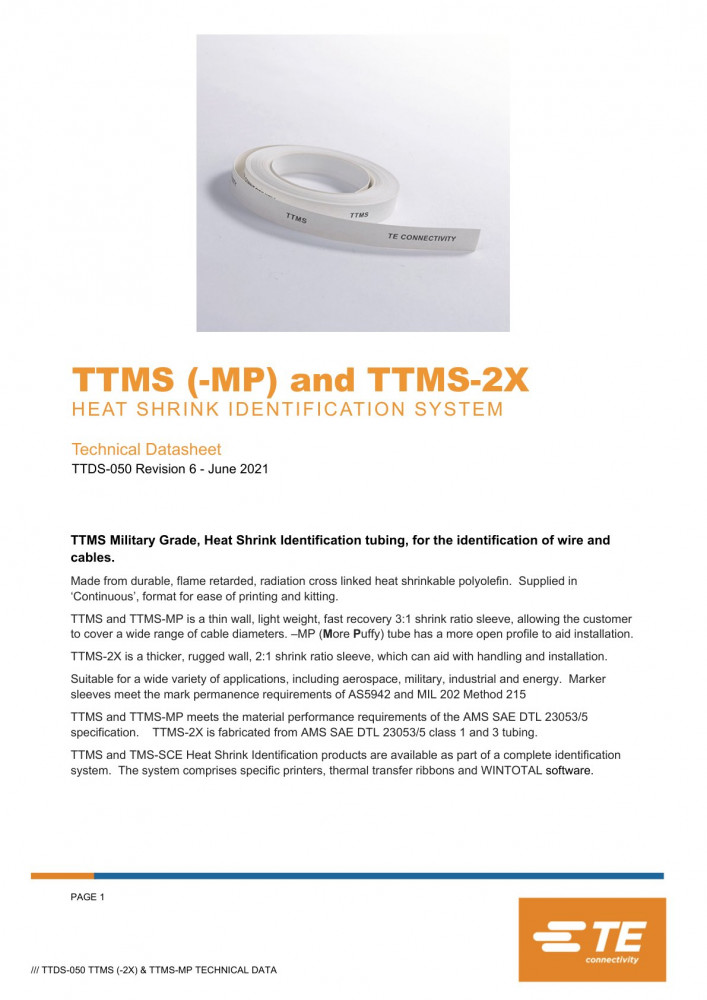 TTMS technical datasheet page 1