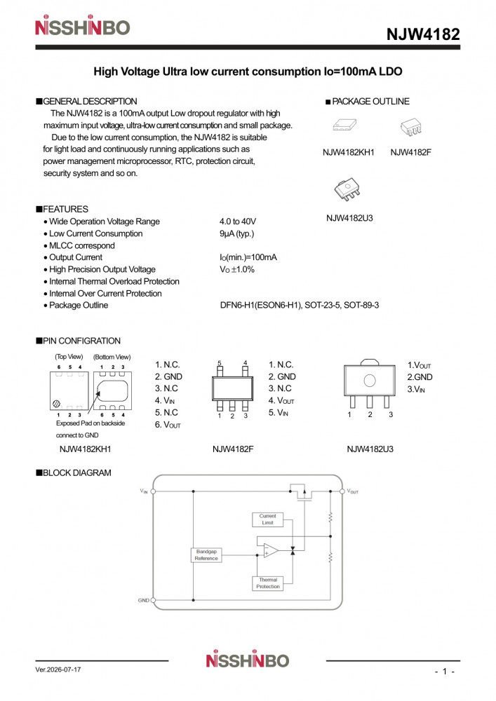 NJW4182 datasheet page 1