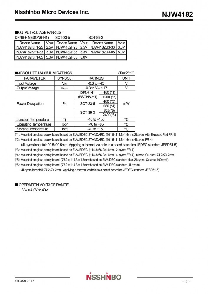 NJW4182 datasheet page 2