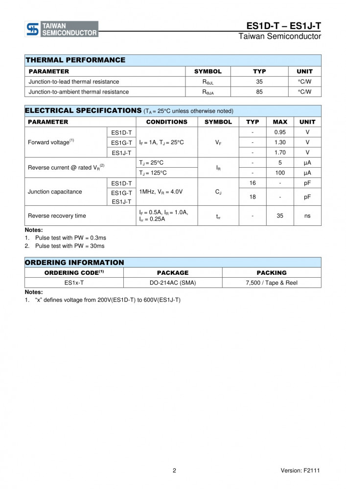 ES1G-T datasheet page 2