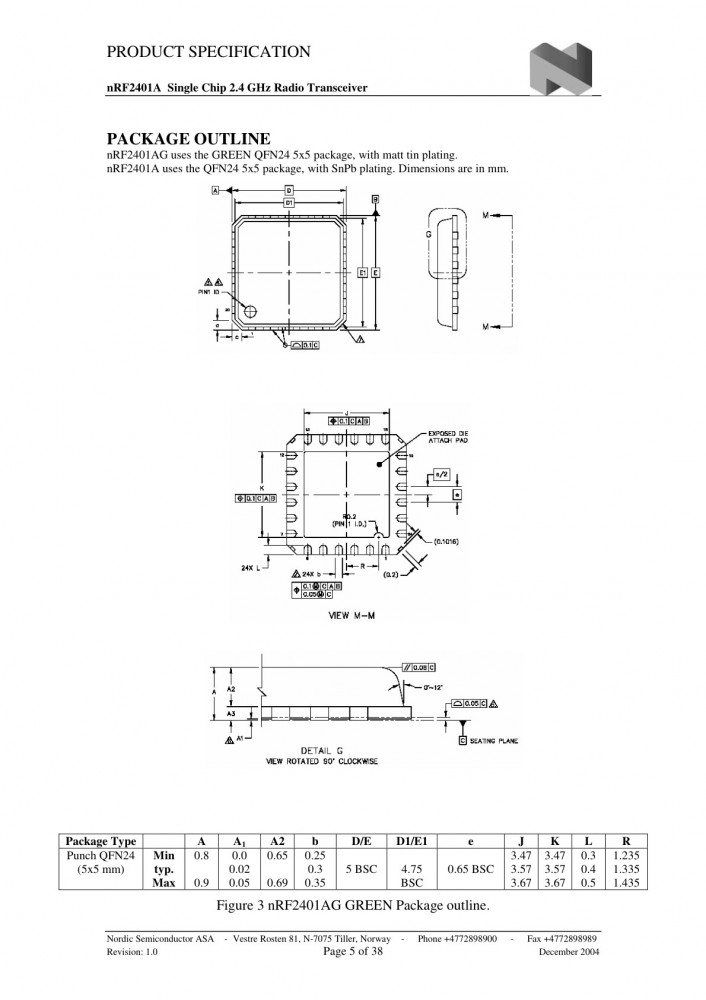 NRF2401AG datasheet page 5