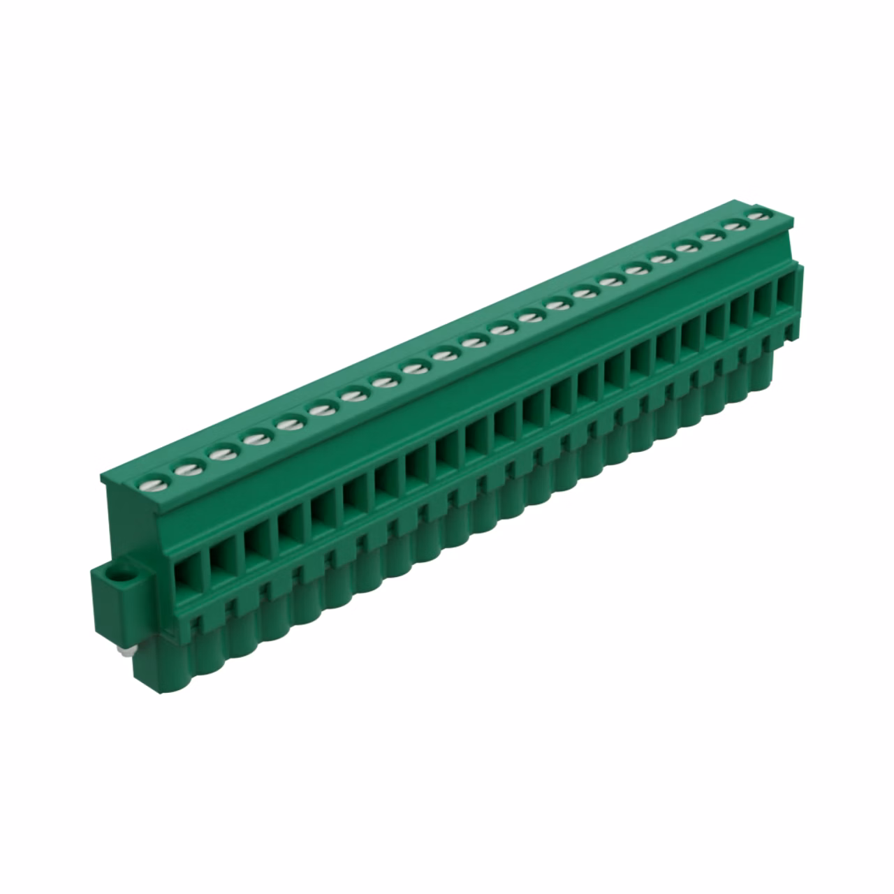 5.00mm Pitch Eurostyle Vertical Plug, with Retention Screws and Reverse Imprinting, Rear Wire Entry, Green Housing, 22 Circuits for sale
