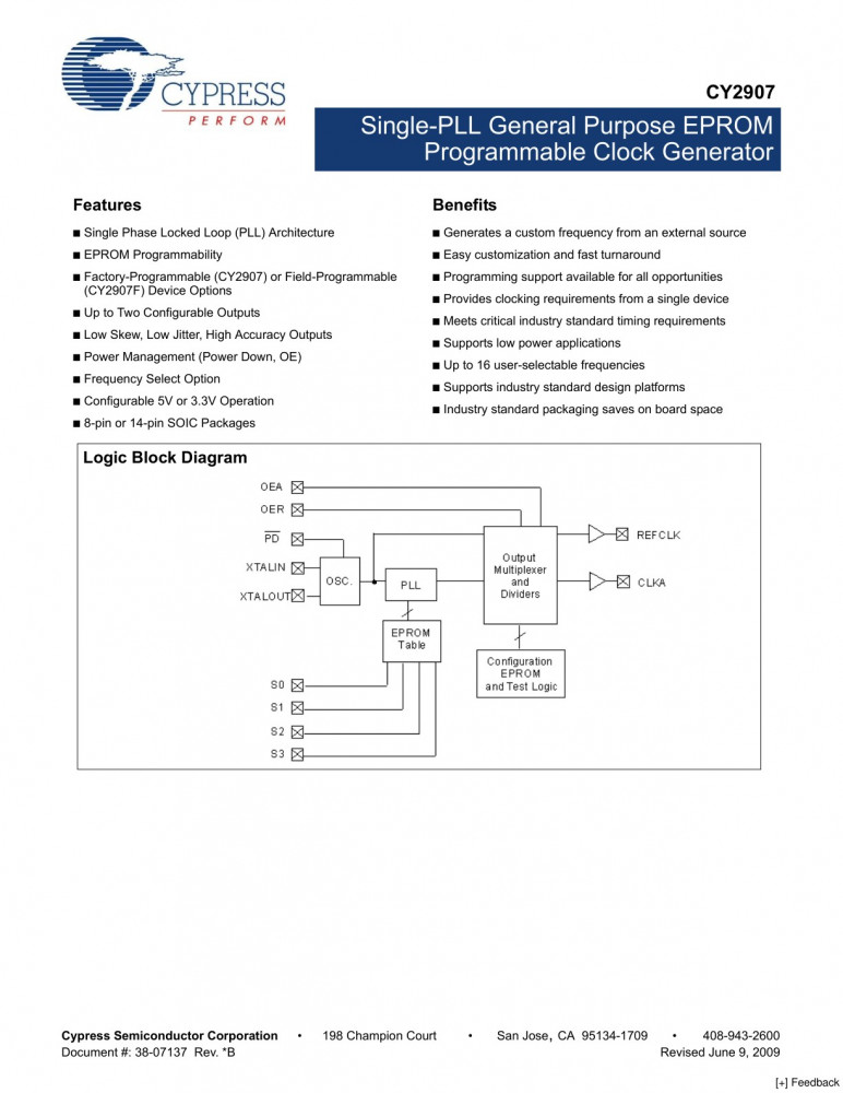 CY2907 datasheet page 1