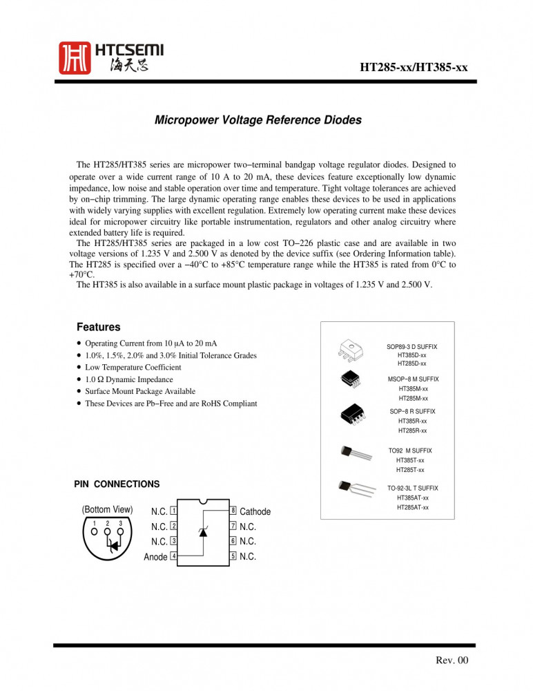HT385 series datasheet page 1