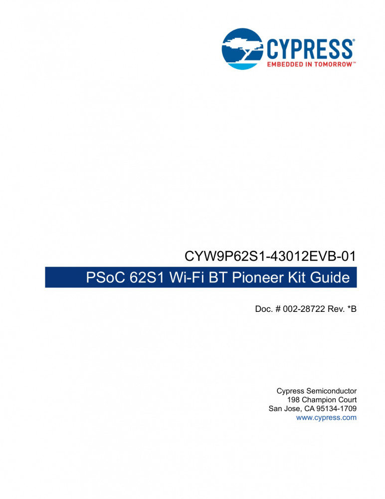 PSoC 62S1 Wi-Fi BT Pioneer Kit Guide page 1