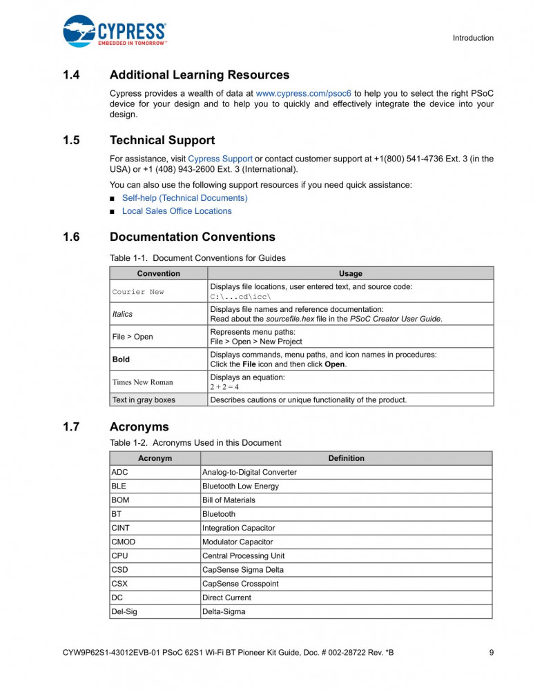 PSoC 62S1 Wi-Fi BT Pioneer Kit Guide page 9
