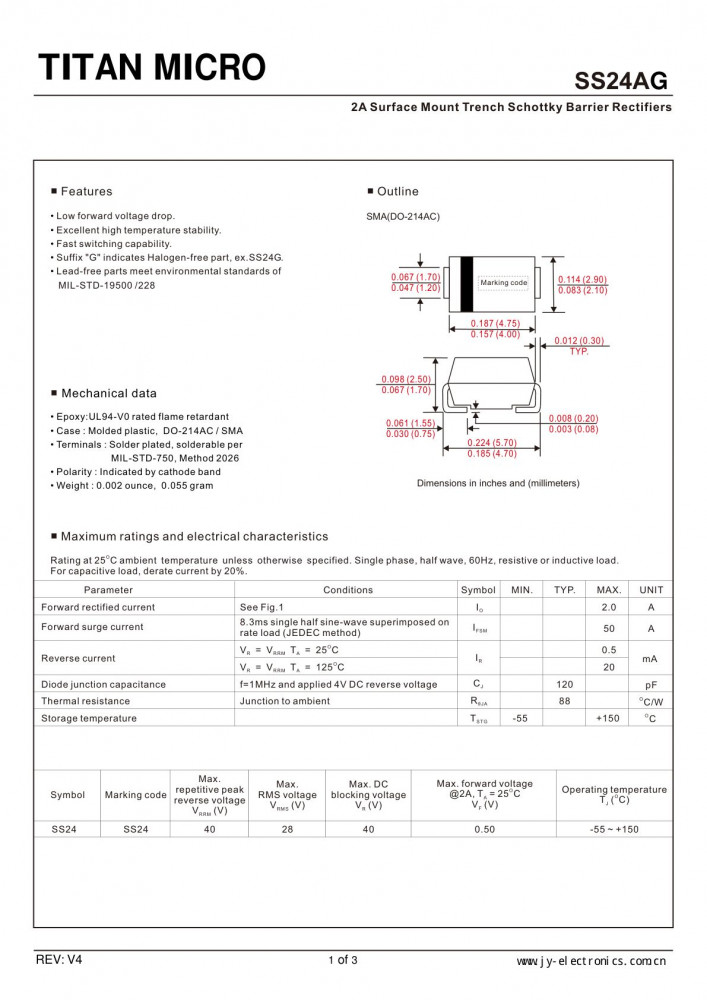 SS24X datasheet page 1