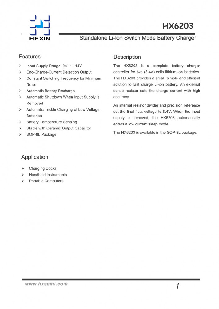 HX6203-APC datasheet page 1