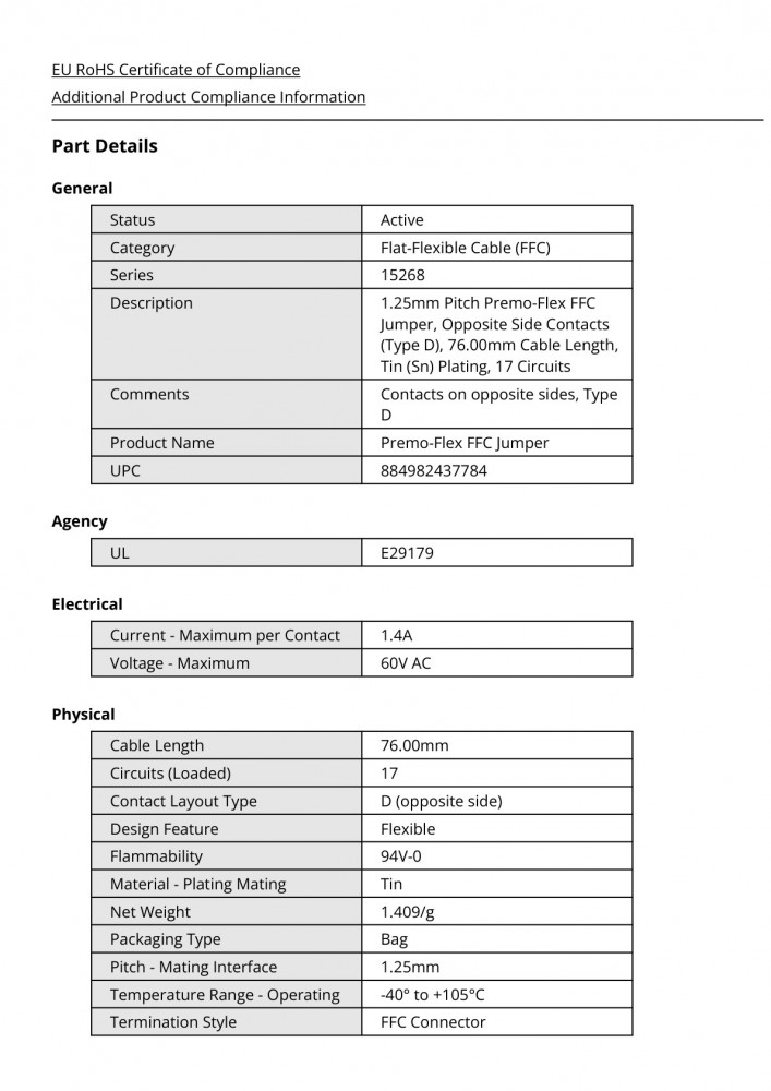 MOLEX 15268 product specification page 2
