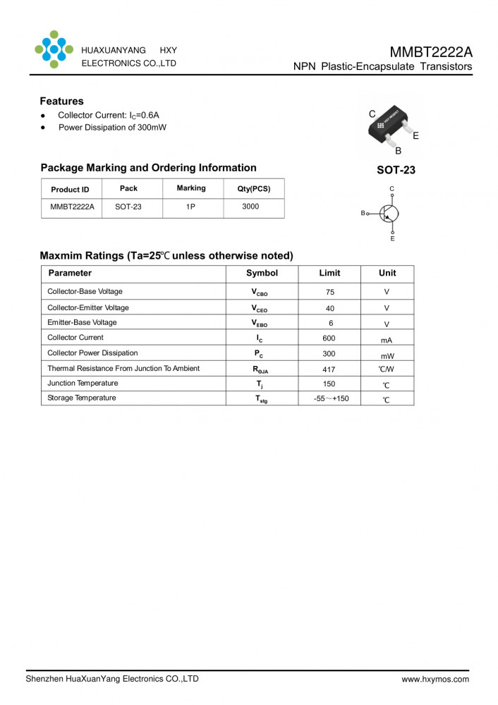 MMBT2222A datasheet page 1