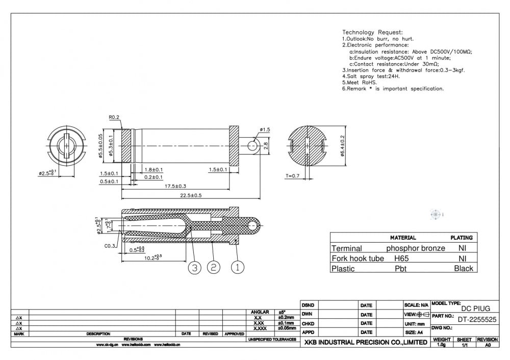 XKB Connection DT-2255525 technical drawing