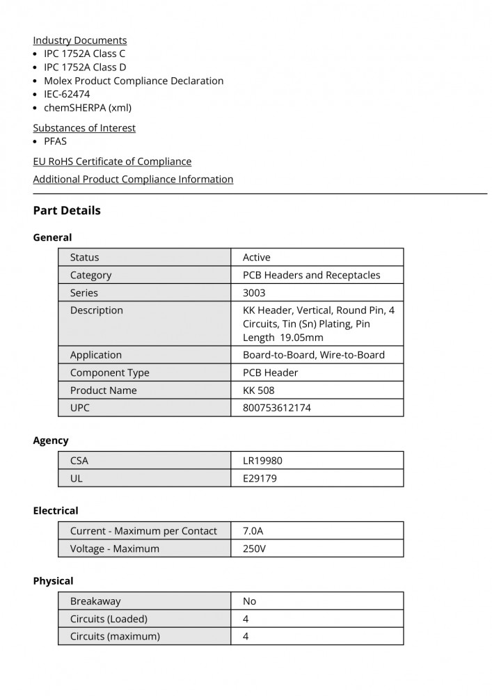 MOLEX KK 508 connector product specification, page preview 2