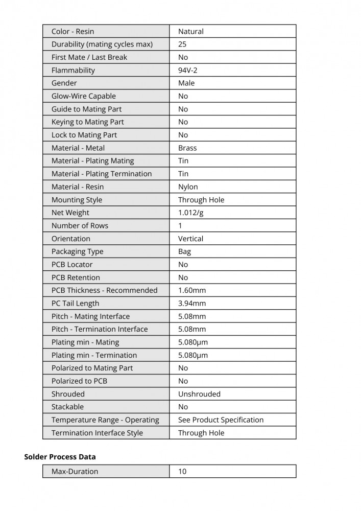 MOLEX KK 508 connector product specification, page preview 3