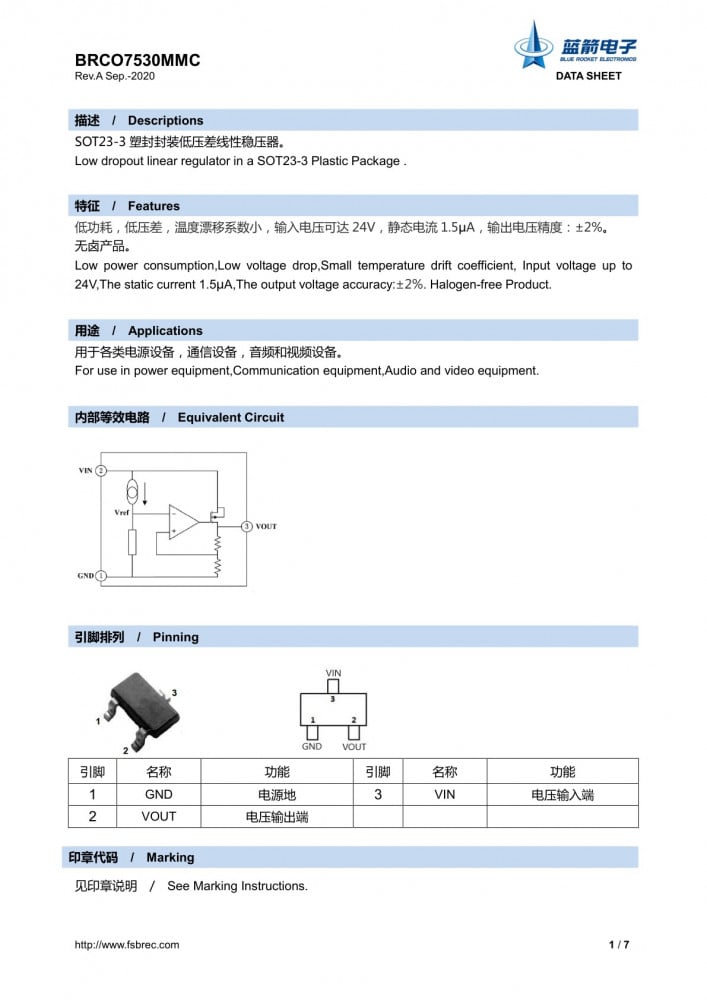 BRCO7530MMC datasheet page 1