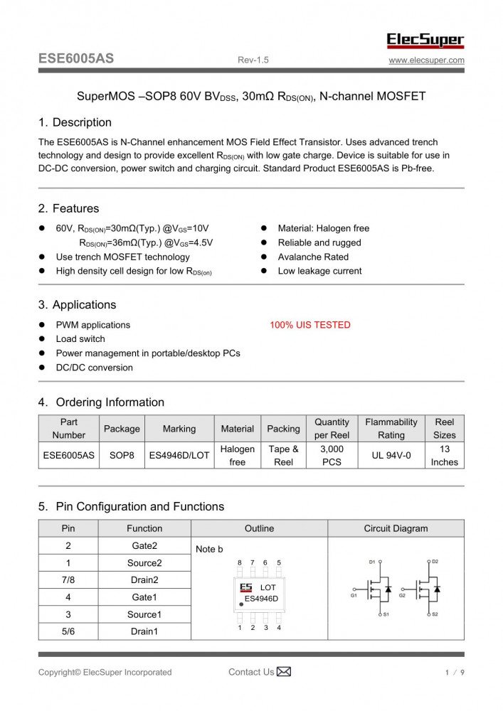 ESE6005AS datasheet page 1