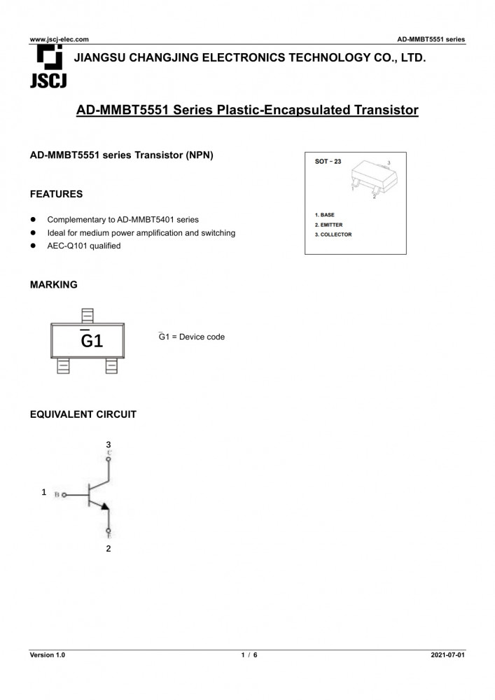 AD-MMBT5551 datasheet page 1