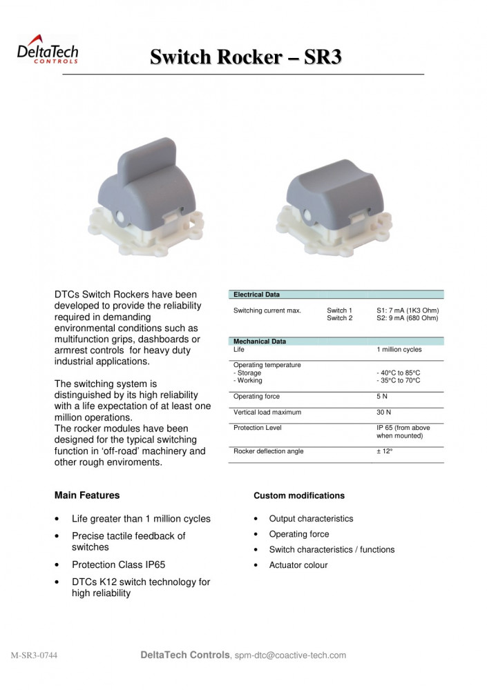 C&K SR3S technical document page 1