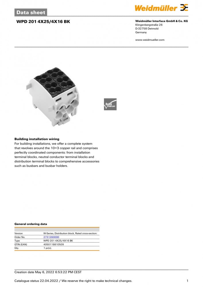 2731260000 product document page 1
