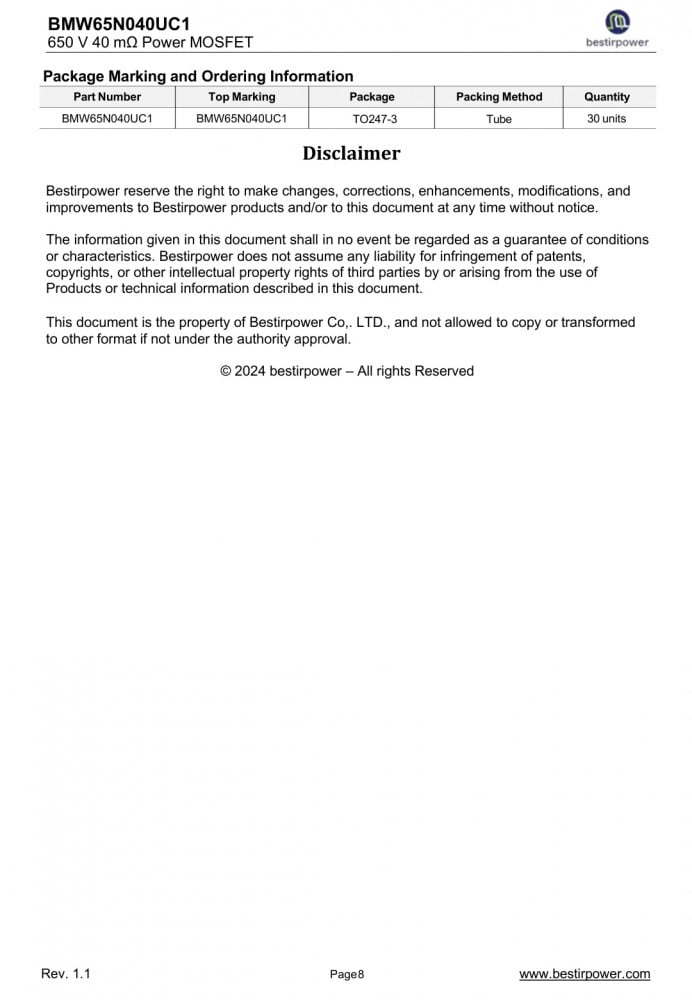 BMW65N040UC1 datasheet page 8