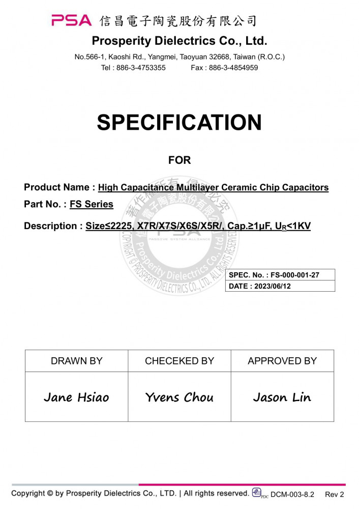 PSA FS Series datasheet page 2