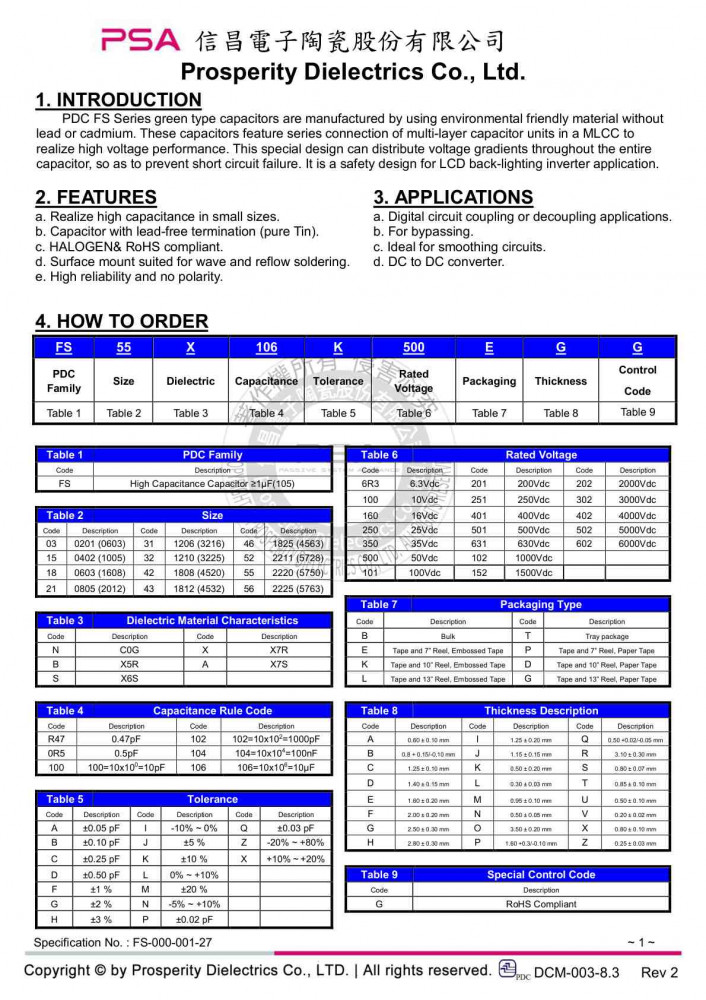PSA FS Series datasheet page 3