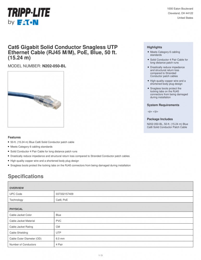 N202-050-BL technical document page 1