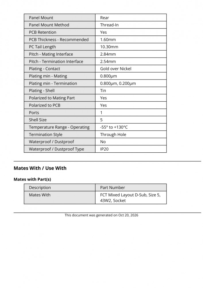 Technical document page 3 for MOLEX 1731070562