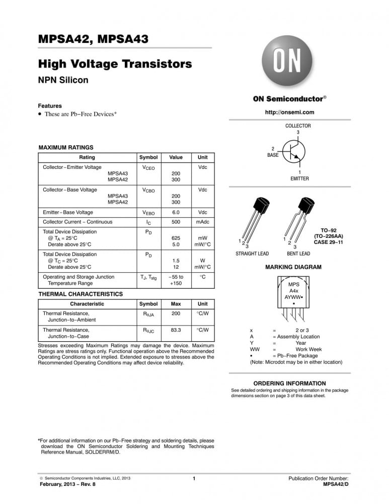 MPSA42 datasheet page 2