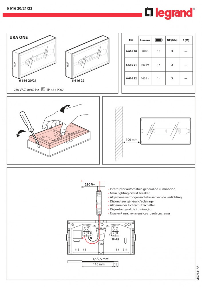 Legrand URA ONE technical document, page 1