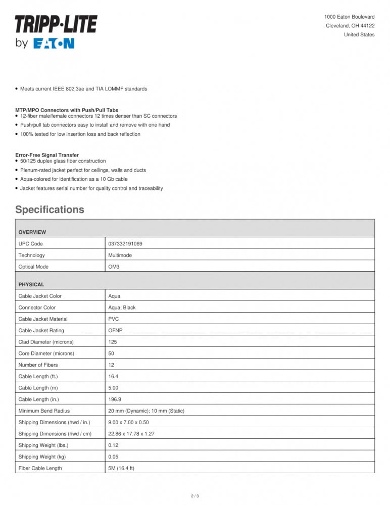 EATON N842-05M-12-MF technical document page 2