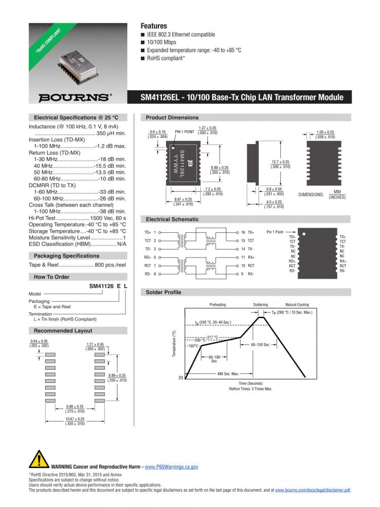 BOURNS SM41126EL datasheet page 1