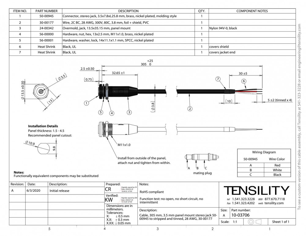 Tensility International 10-03706 assembly drawing preview