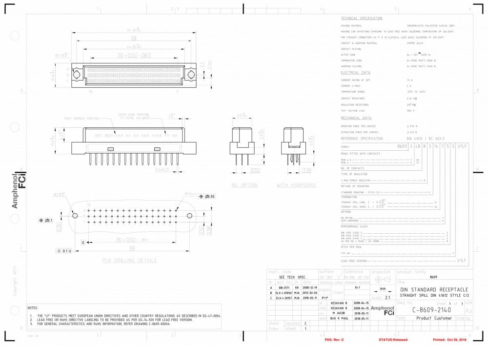 Amphenol 86093488314755V1LF customer drawing preview