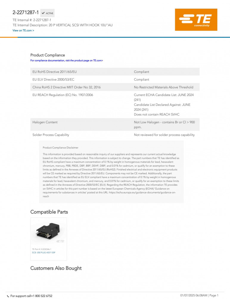 TE Connectivity 2-2271287-1 technical document page 1