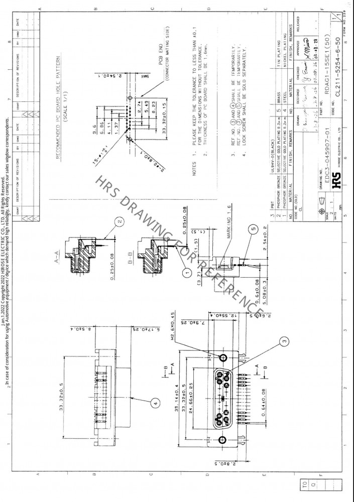 HRS RDAG1-15SE1(50) technical drawing preview